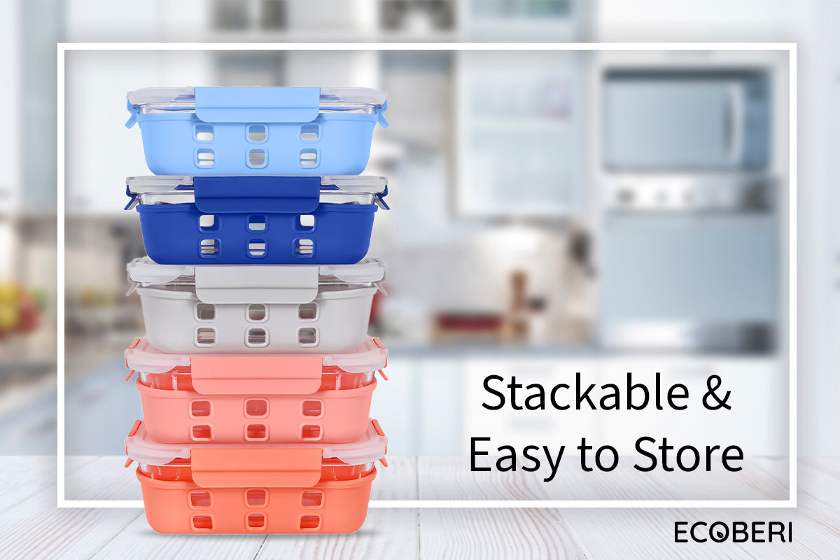Colorful Meal Prep with These Stackable Glass Containers – Ecoberi