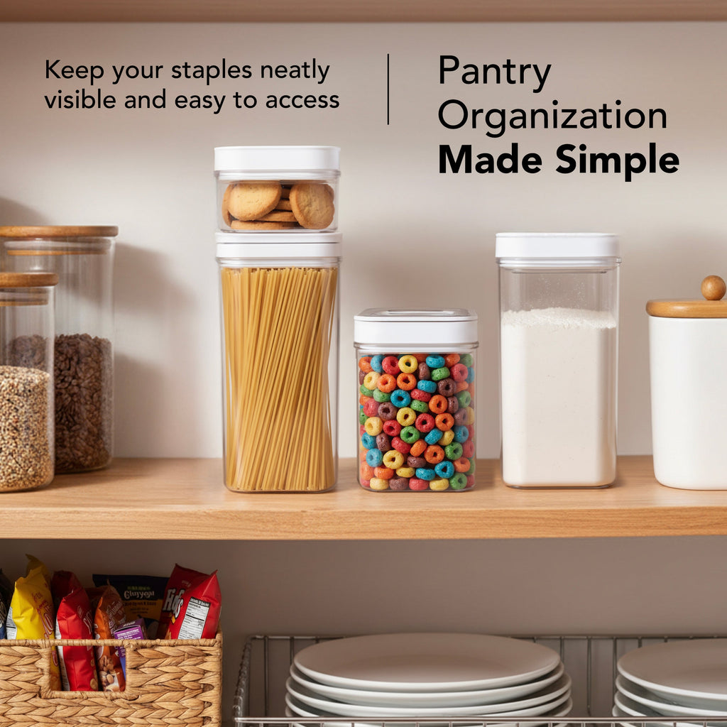 Airtight Pantry Storage Containers, 4-Piece Rectangular FlipLock – Ecoberi